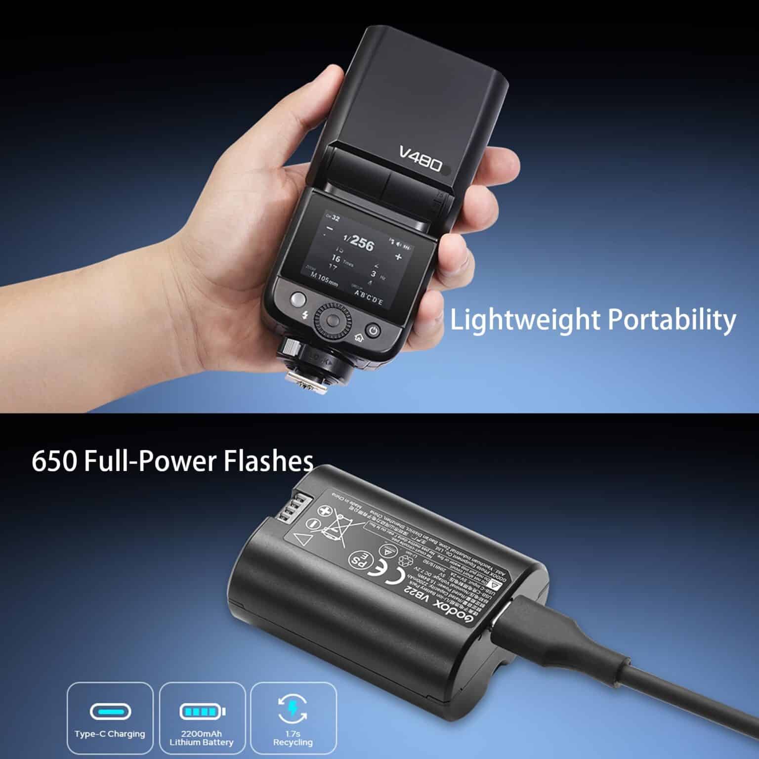 GODOX Bateria VB22 p/ Flash V480 TTL - hi-techwonder